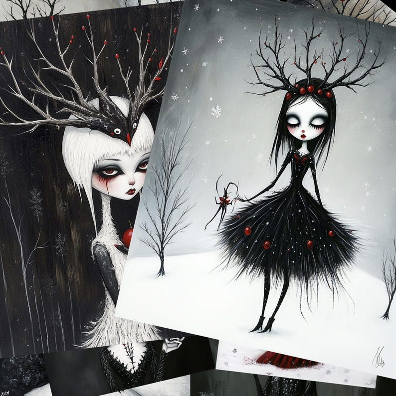 Gothic SNOW QUEEN Art Set - 23 Png Images – Dark Fantasy Illustrations ...