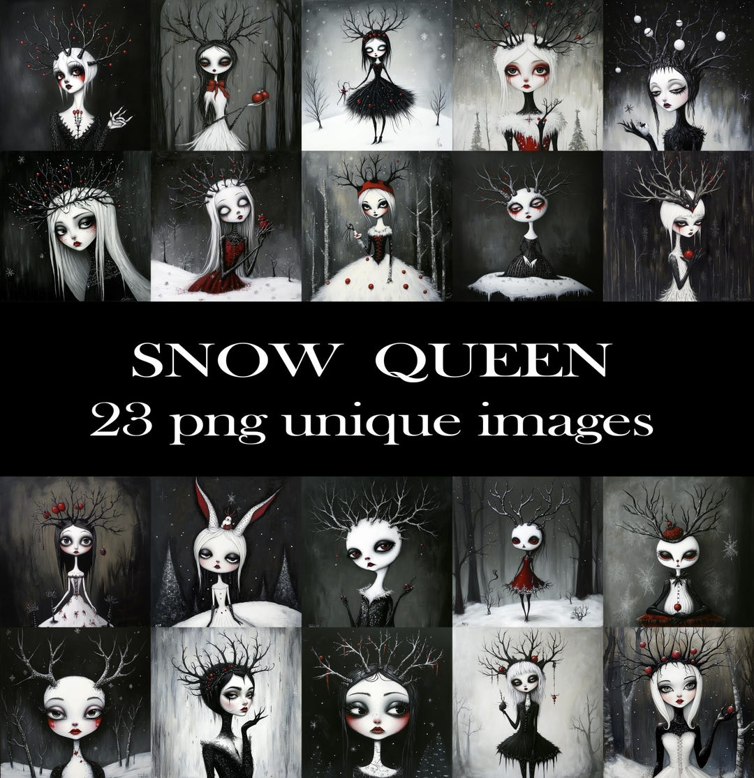 Gothic SNOW QUEEN Art Set - 23 Png Images – Dark Fantasy Illustrations ...