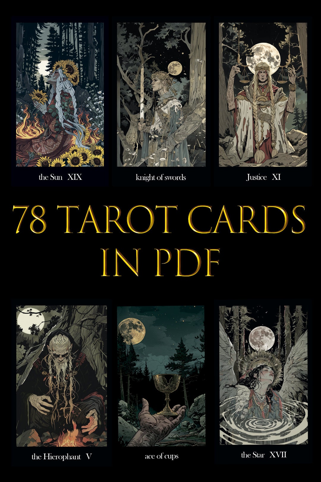 Digital Tarot Deck Printable Tarot Cards Classic Tarot Deck Instant ...