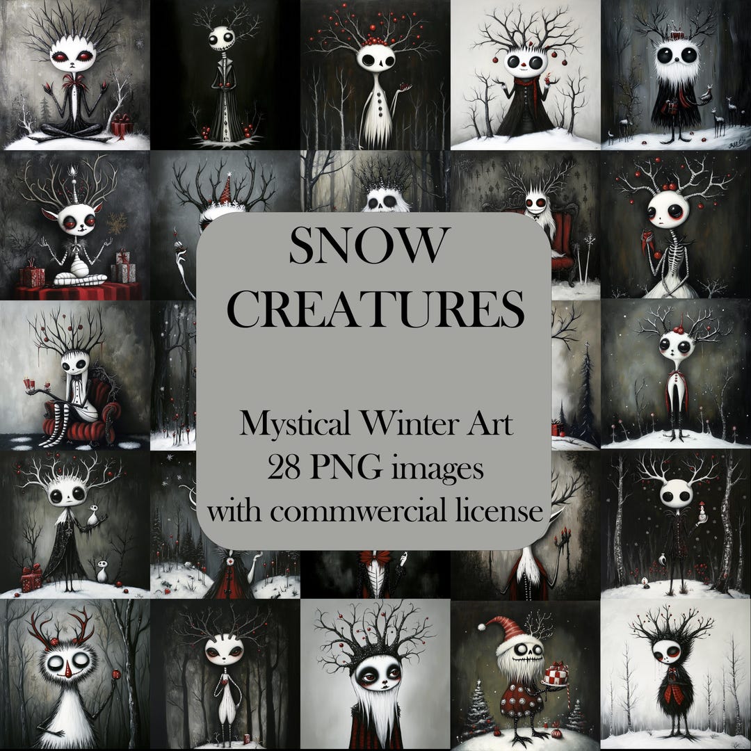 Gothic SNOW CREATURE Art Set - 28 Png Images – Dark Fantasy ...