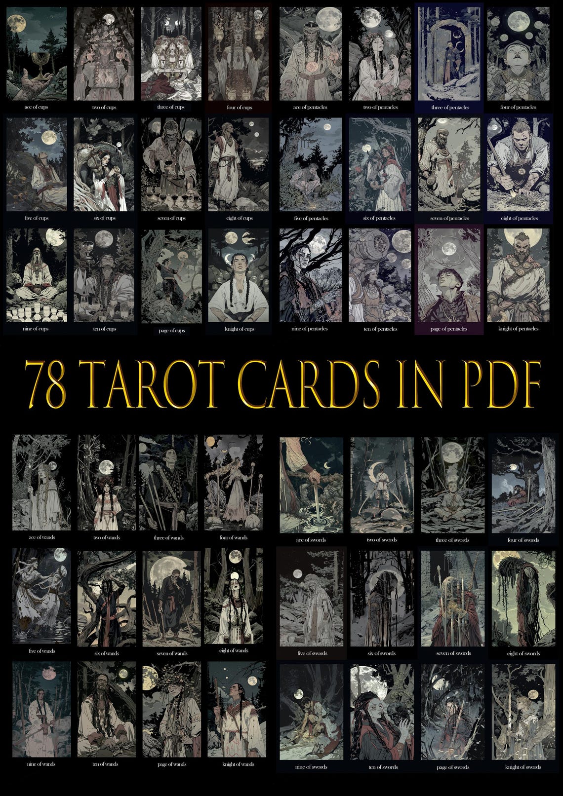 Printable Tarot Deck | Tarot for Print | 78 Cards | Tarot Pdf | 300dpi ...