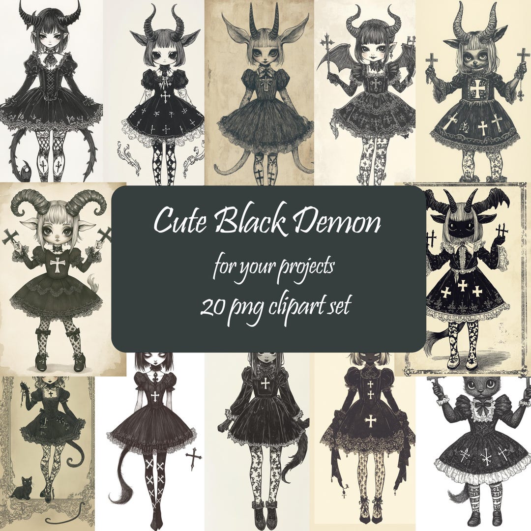 Cute Demon Clipart Set Adorable & Spooky Cartoon Illustrations Digital ...