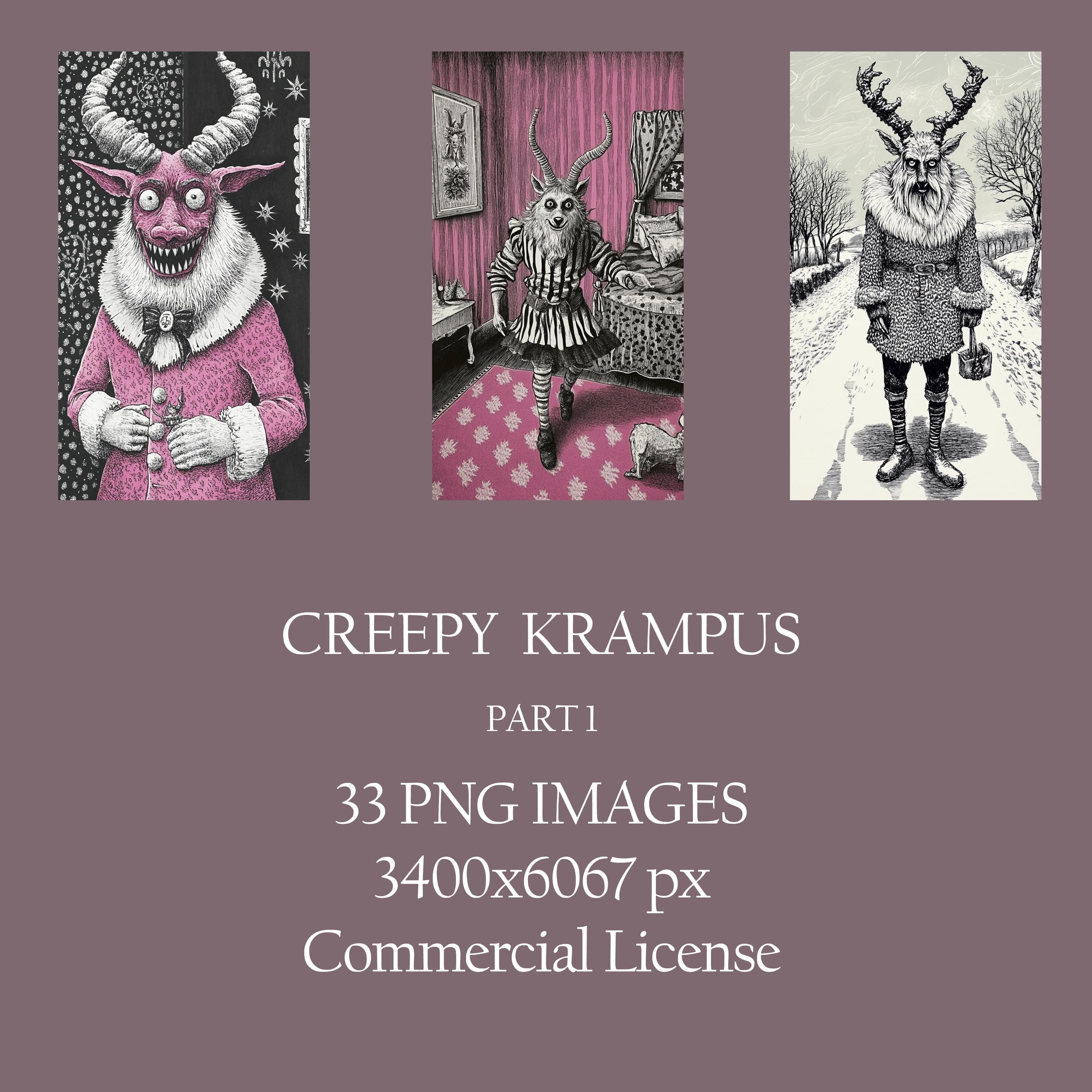 Creepy Krampus PNG Illustrations — Spooky Holiday Art for Unique ...