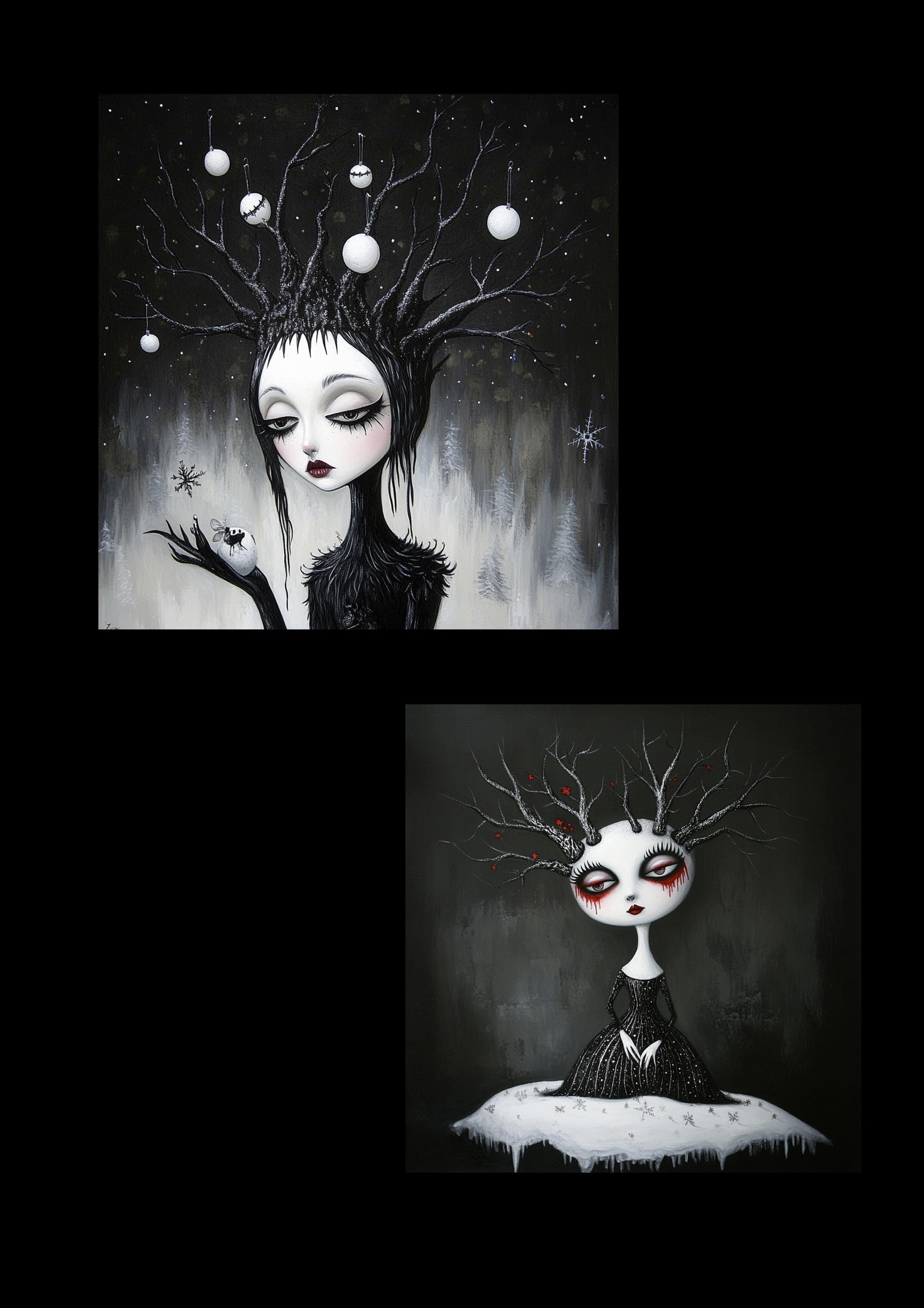 Gothic SNOW QUEEN Art Set - 23 Png Images – Dark Fantasy Illustrations ...
