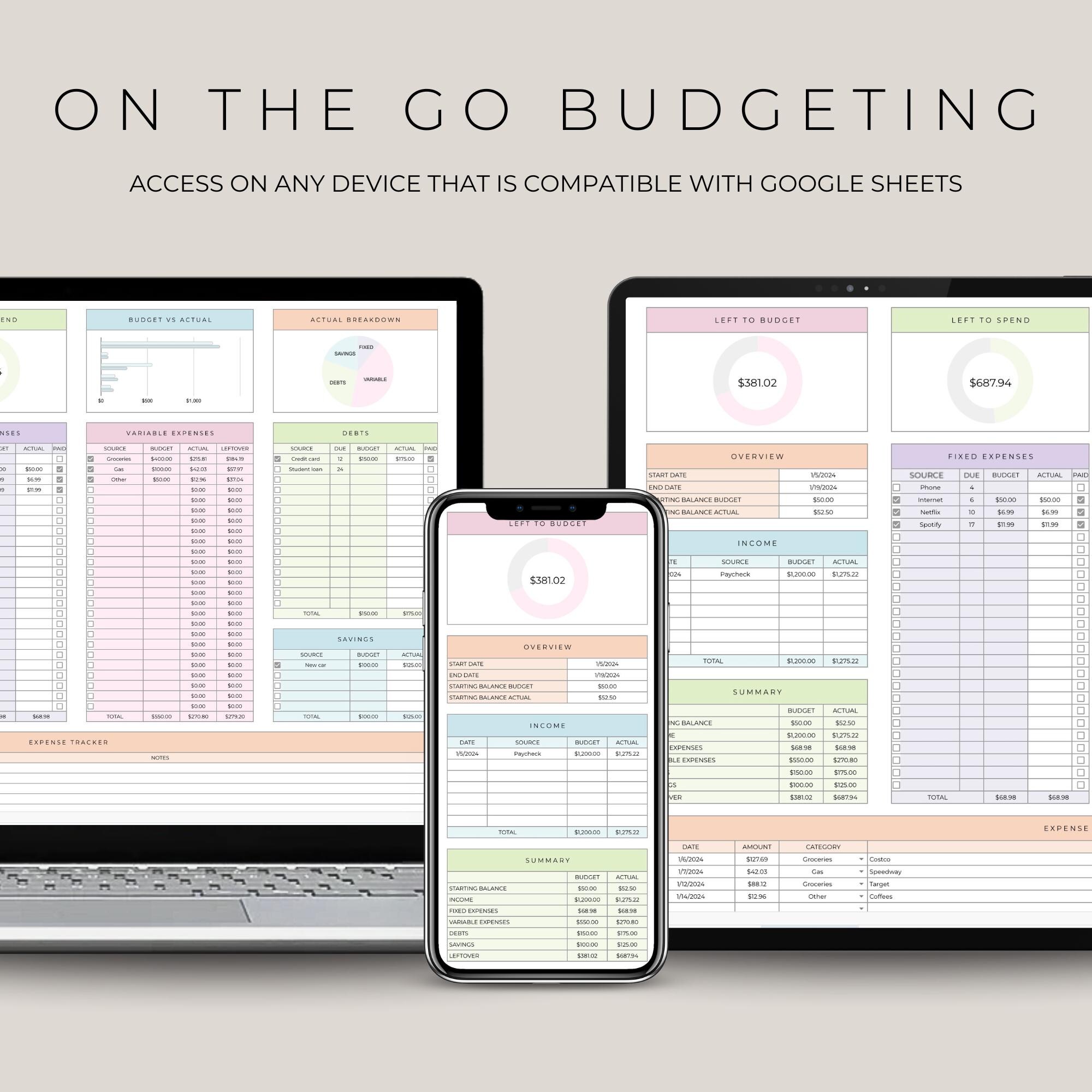 Budget Tracker Template: Weekly, Bi-weekly, Monthly Track Your Income ...