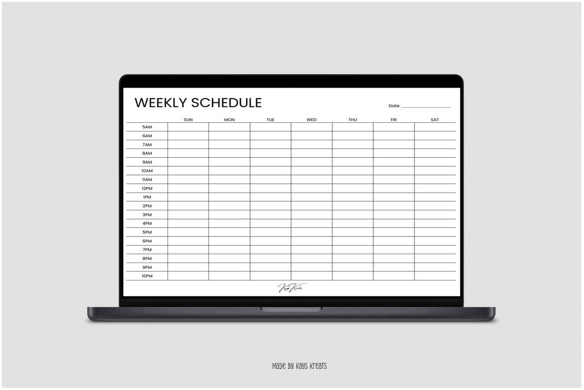 Weekly Schedule Layout, Instant Download, A4 Size, Landscape Printable ...