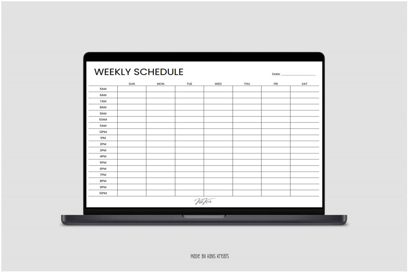 Weekly Schedule Layout, Instant Download, A4 Size, Landscape Printable ...