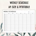 Weekly Schedule Layout, Instant Download, A4 Size, Landscape Printable ...