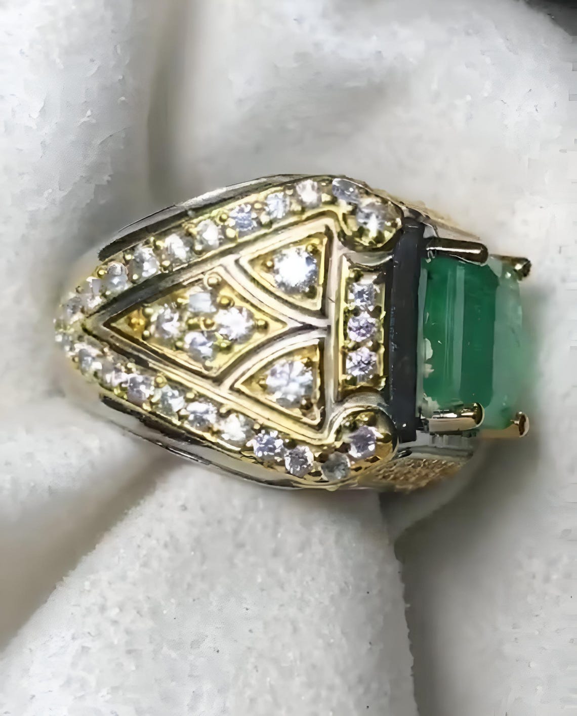 Men's Handmade Sterling Silver Crown Emerald Ring - Natural Zamurd ...