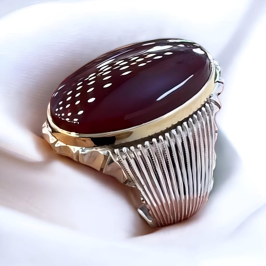 Handmade Natural Aqeeq Ring for Men | Men's Agate Ring | Aqeeq Ring ...