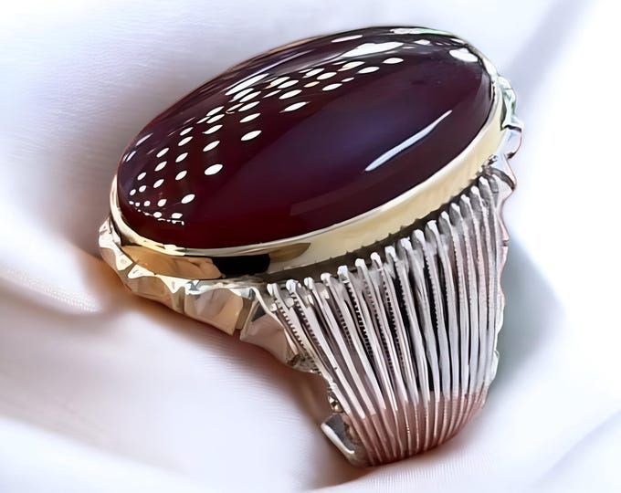 Handmade Natural Aqeeq Ring for Men | Men's Agate Ring | Aqeeq Ring ...