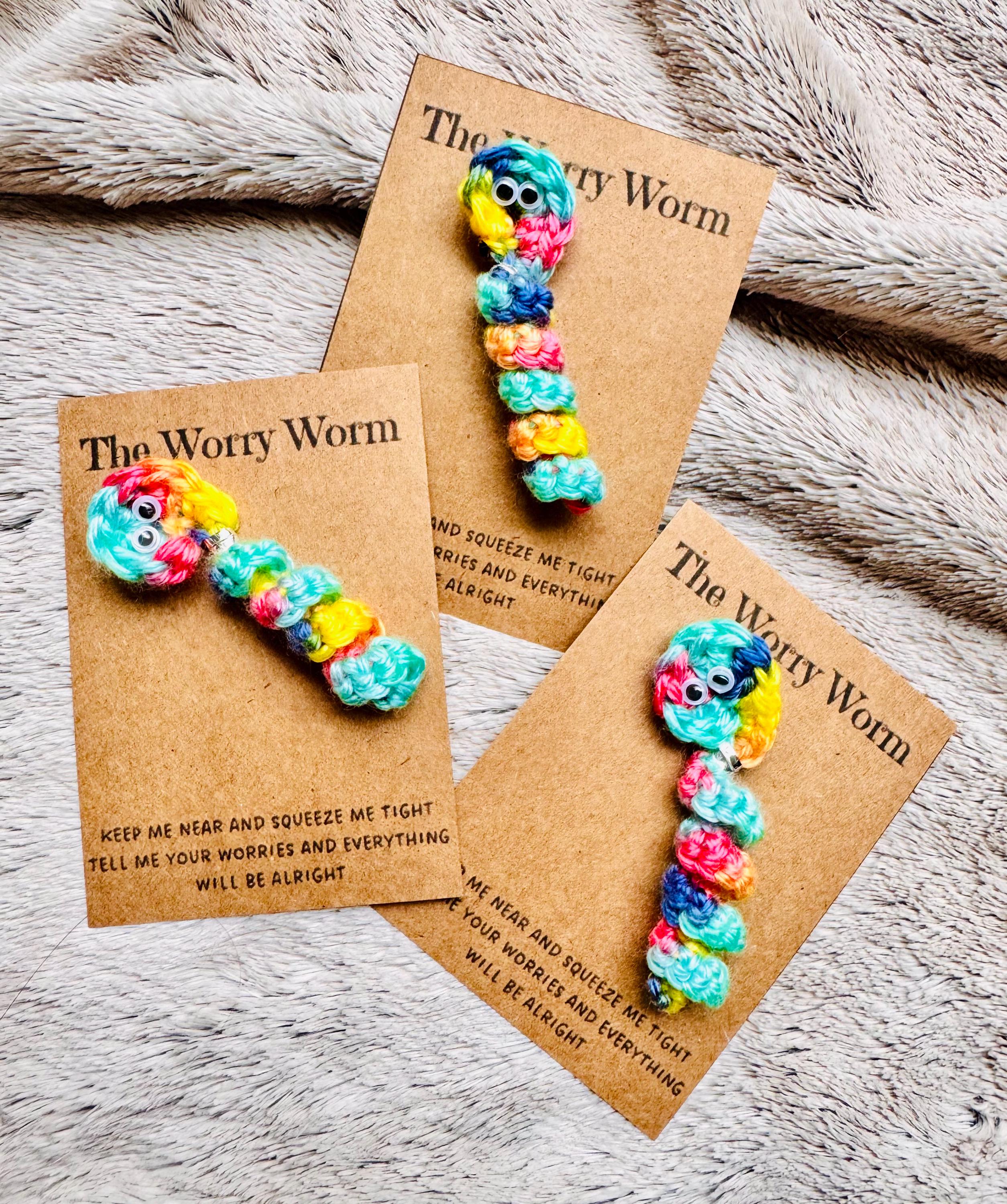 Pocket Hug - Worry Worm, Handmade Crochet, Kindness Token, Anxiety ...