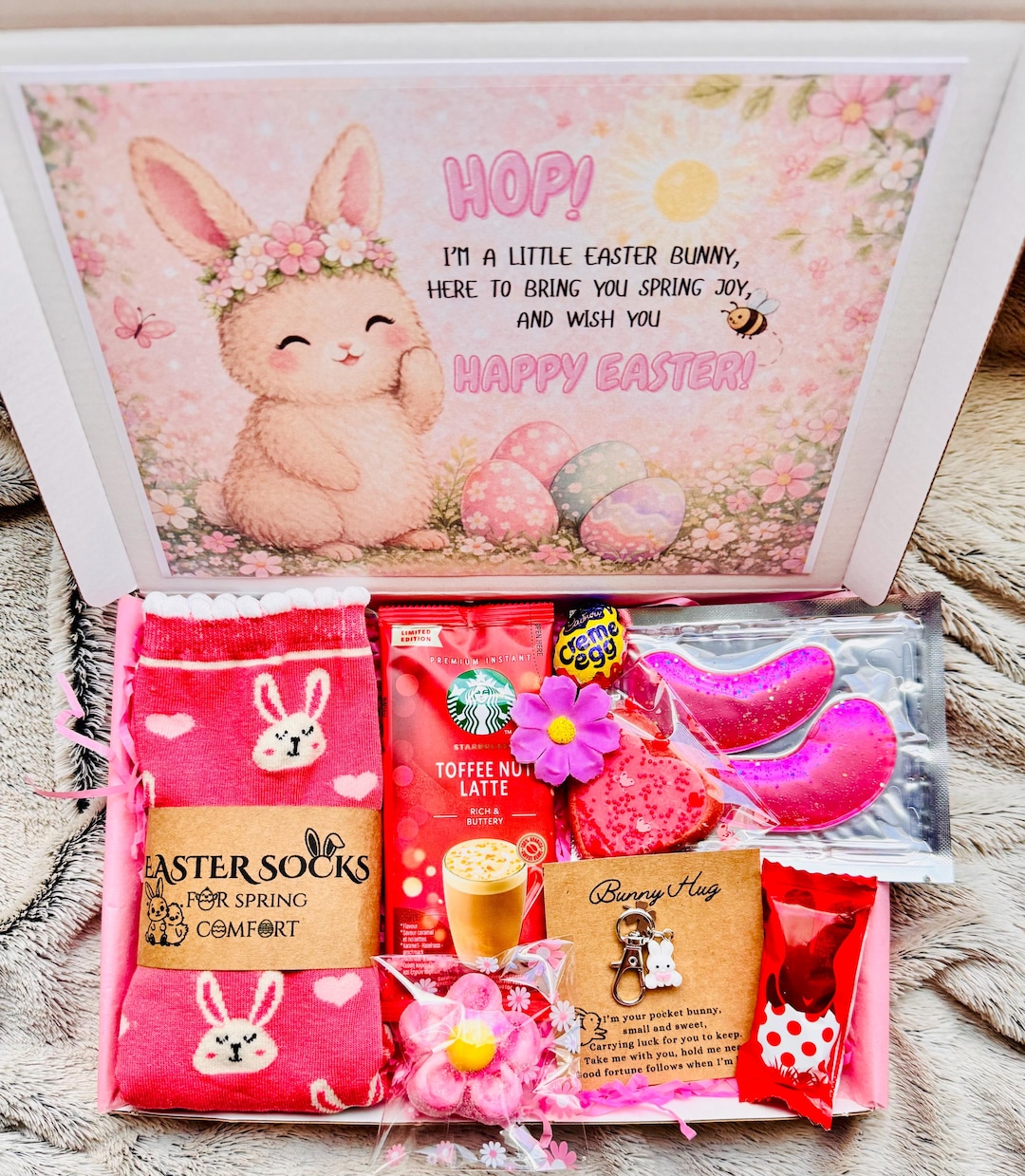 Easter Bunny Pink Hamper - Happy Easter Gift, Cute Spring Pamper Hamper ...