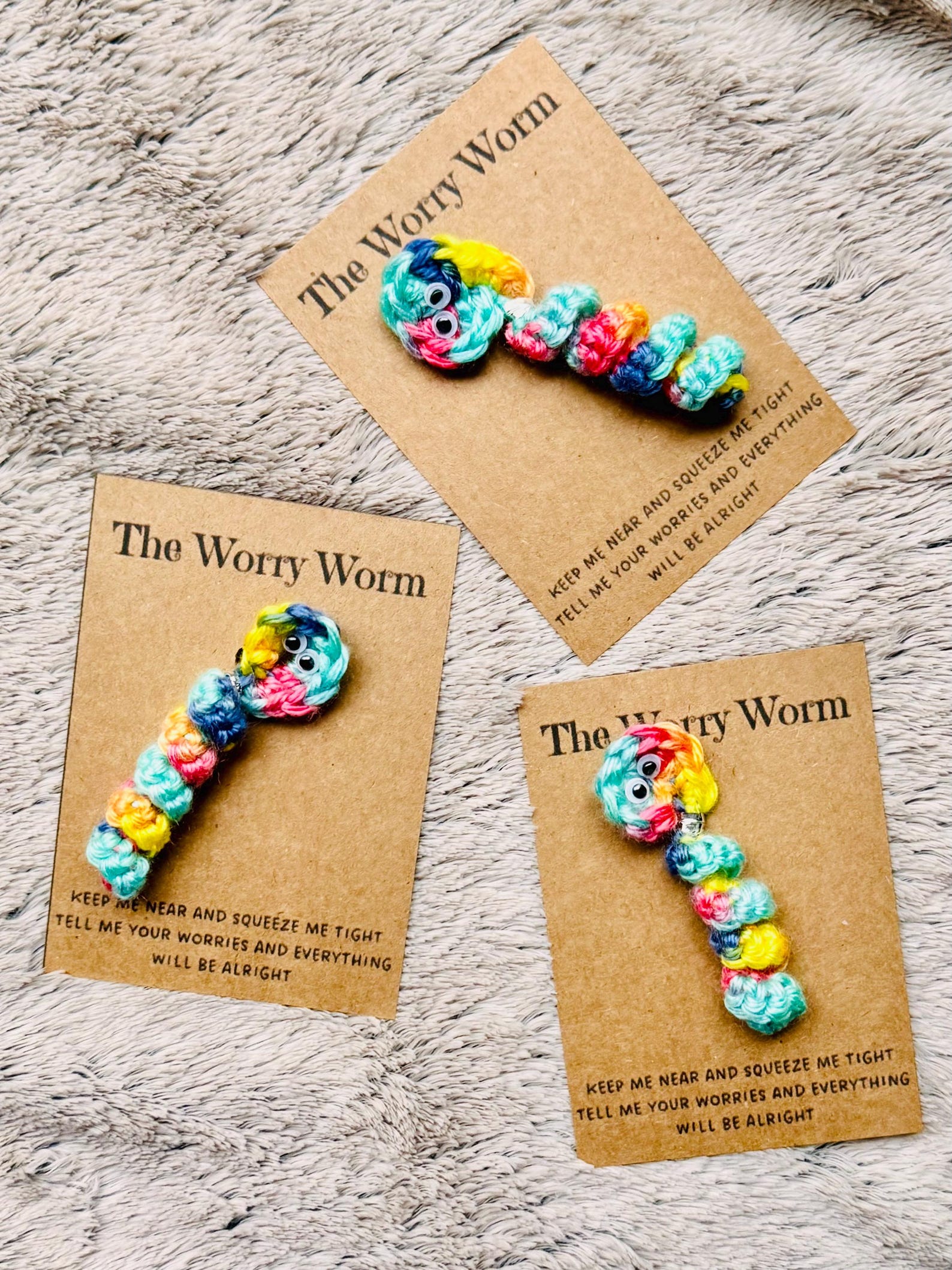 Pocket Hug - Worry Worm, Handmade Crochet, Kindness Token, Anxiety ...