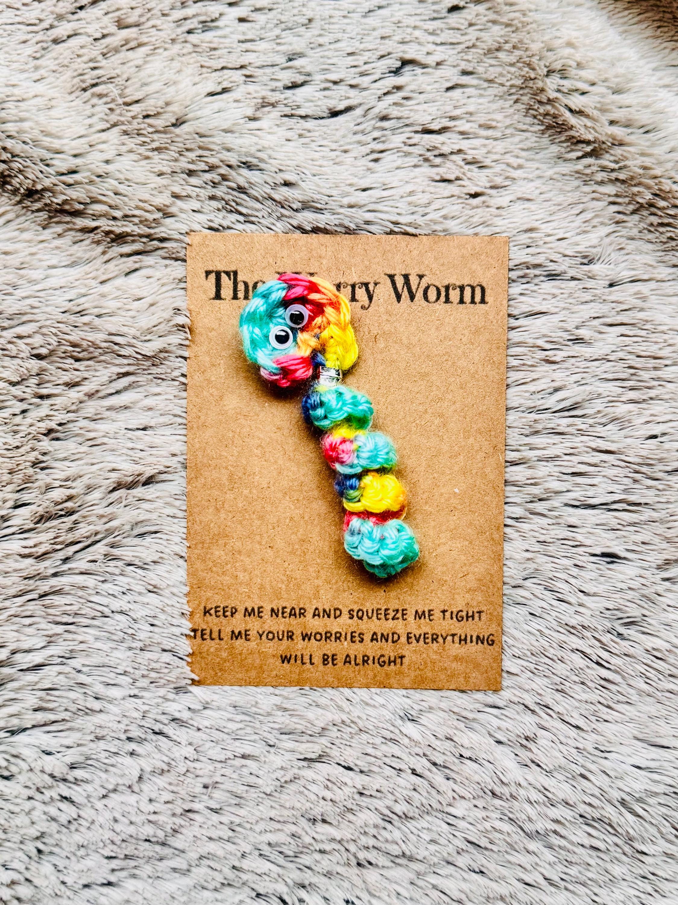 Pocket Hug - Worry Worm, Handmade Crochet, Kindness Token, Anxiety ...