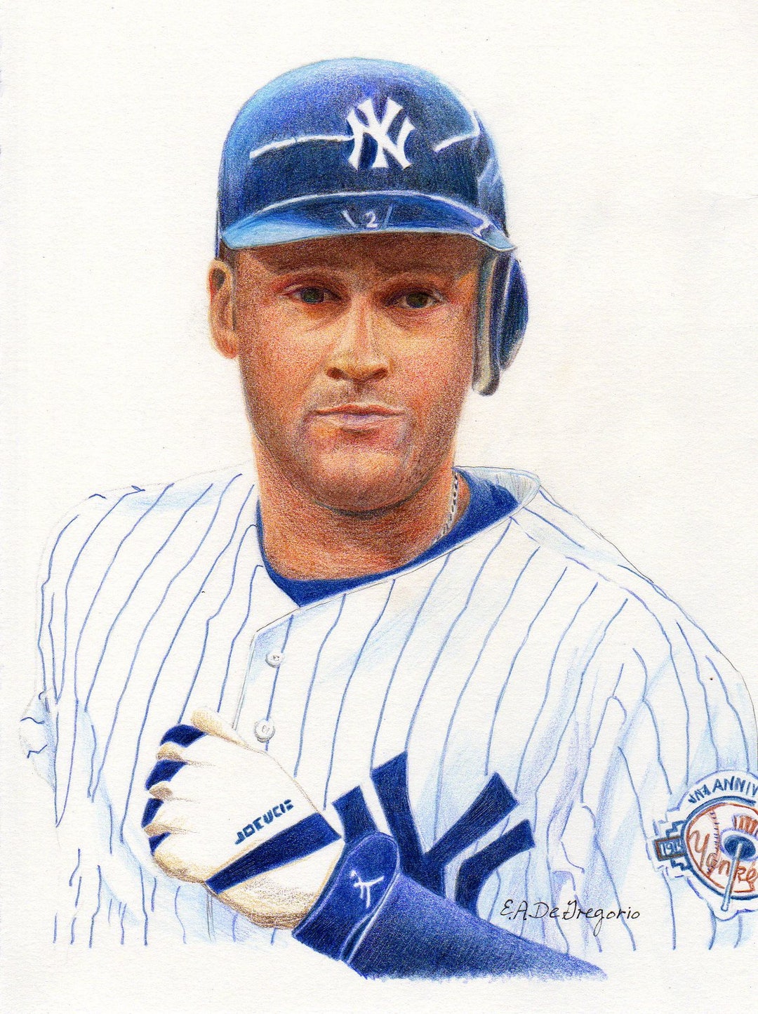 Print of Original Colored Pencil Portrait of Derek Jeter as New York ...