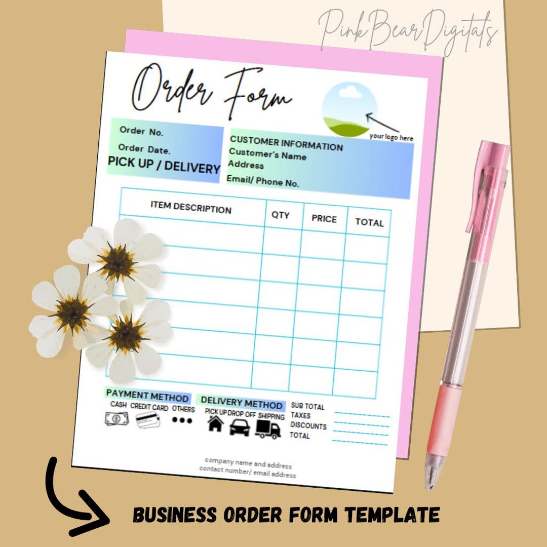 Order Form Template, Custom Order Form, Order Form, Printable Craft ...
