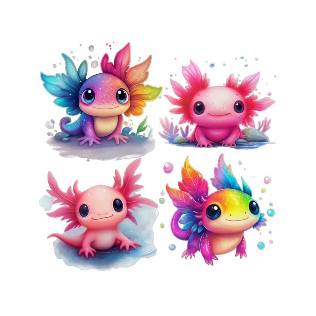 Axolotl Stickers, Axolotl Decals, Colorful Axolotls, Rainbow Axolotl ...