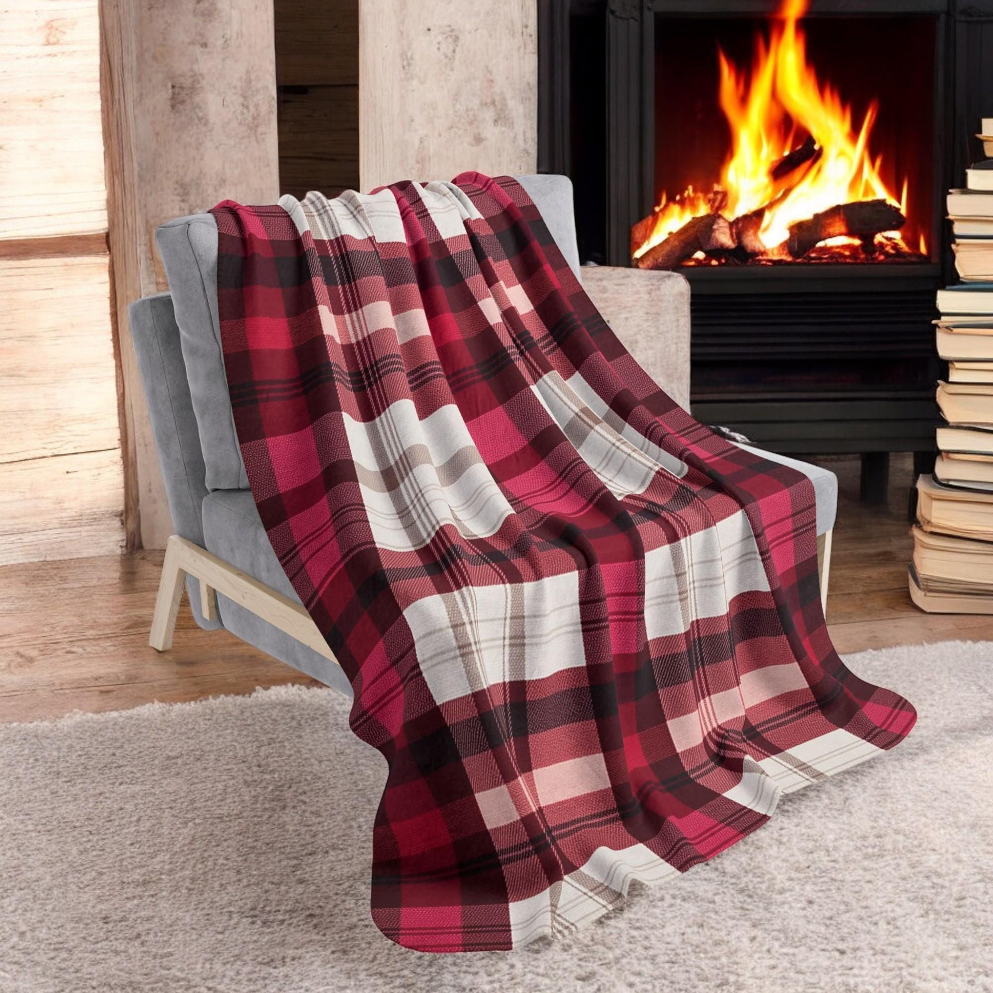 Christmas Red and White Plaid Blanket, Christmas Sherpa Blanket ...