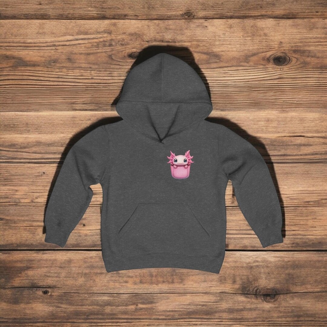 Kids Pocket Axolotl Hooded Sweatshirt, Cute Axolotl Kids Hoodie ...