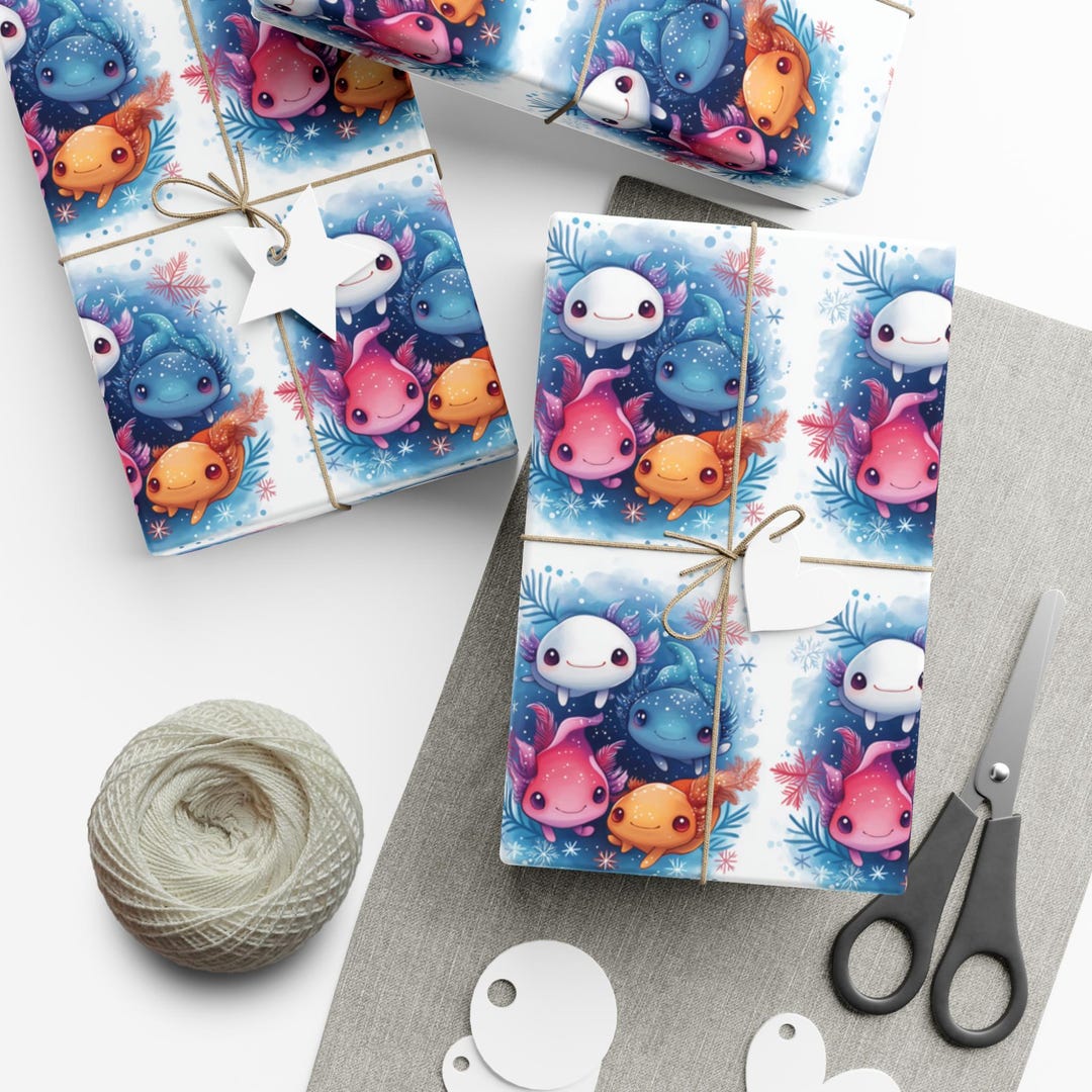Axolotl Birthday Wrapping Paper, Axolotl Gift Paper, Axolotl Gift Wrap ...