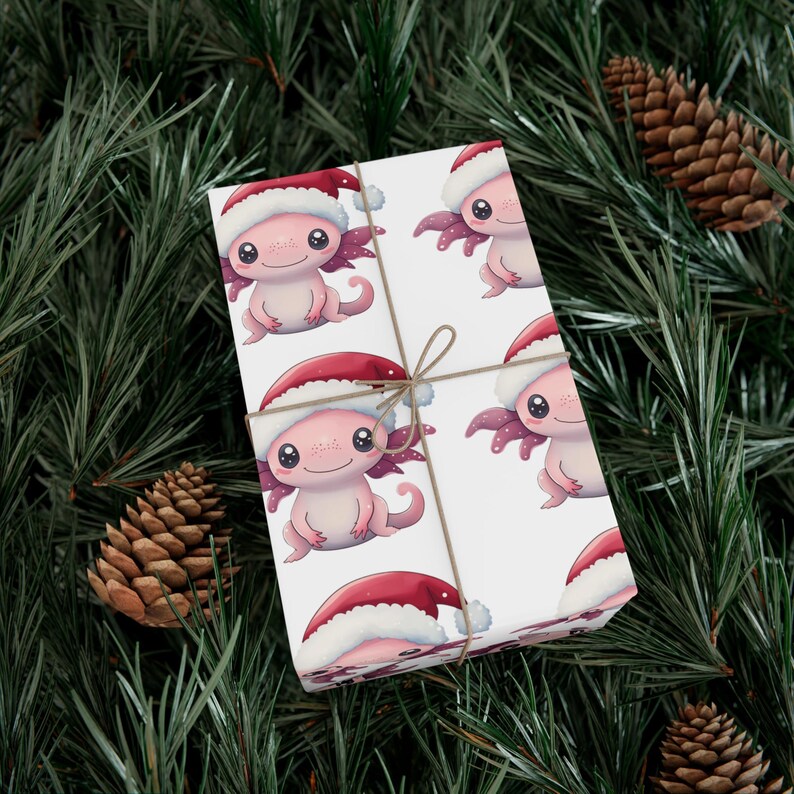 Axolotl Christmas Wrapping Paper, Axolotl Gift Wrap Roll, Christmas ...