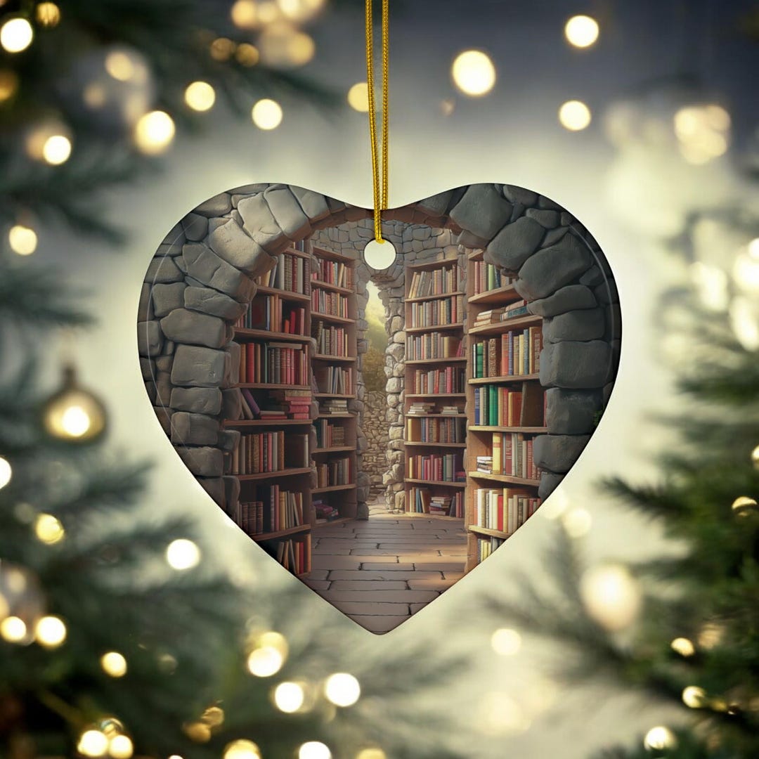 3D Library Ornament, Book Lover Decor, Bookstore Ornament, Christmas ...