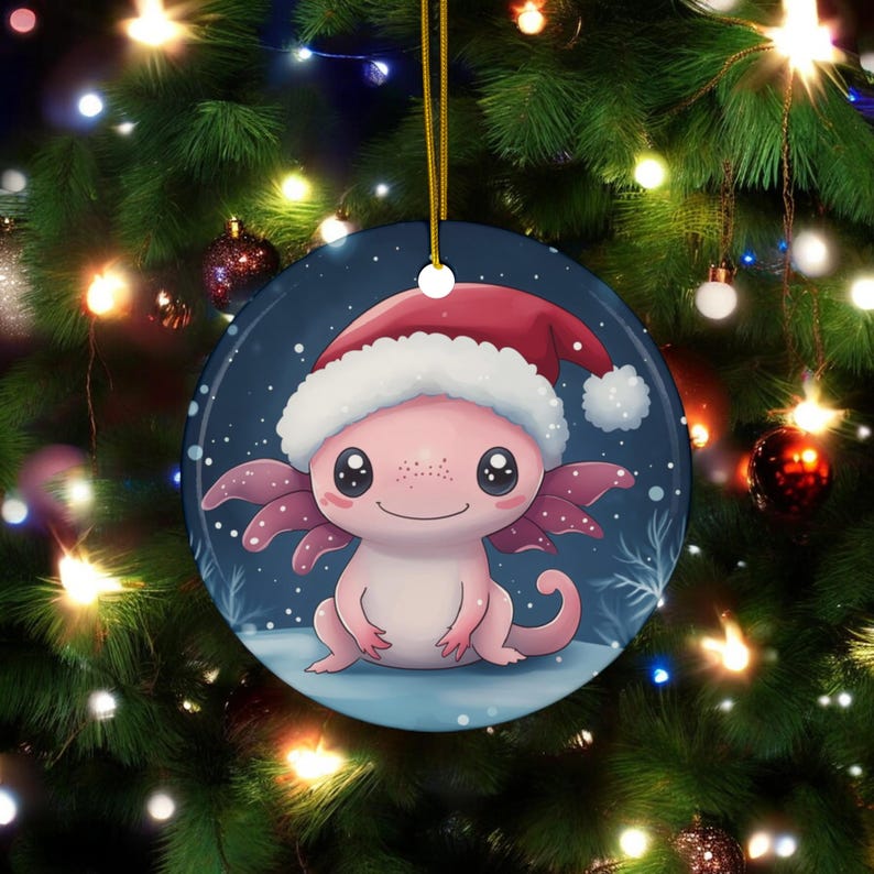 Axolotl Christmas Tree Ornament, Axolotl Ceramic Ornament, Axolotl Star ...