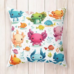 Axolotl Pillow, Axolotl Kids Pillow, Colorful Axolotl, Axolotl Gift ...