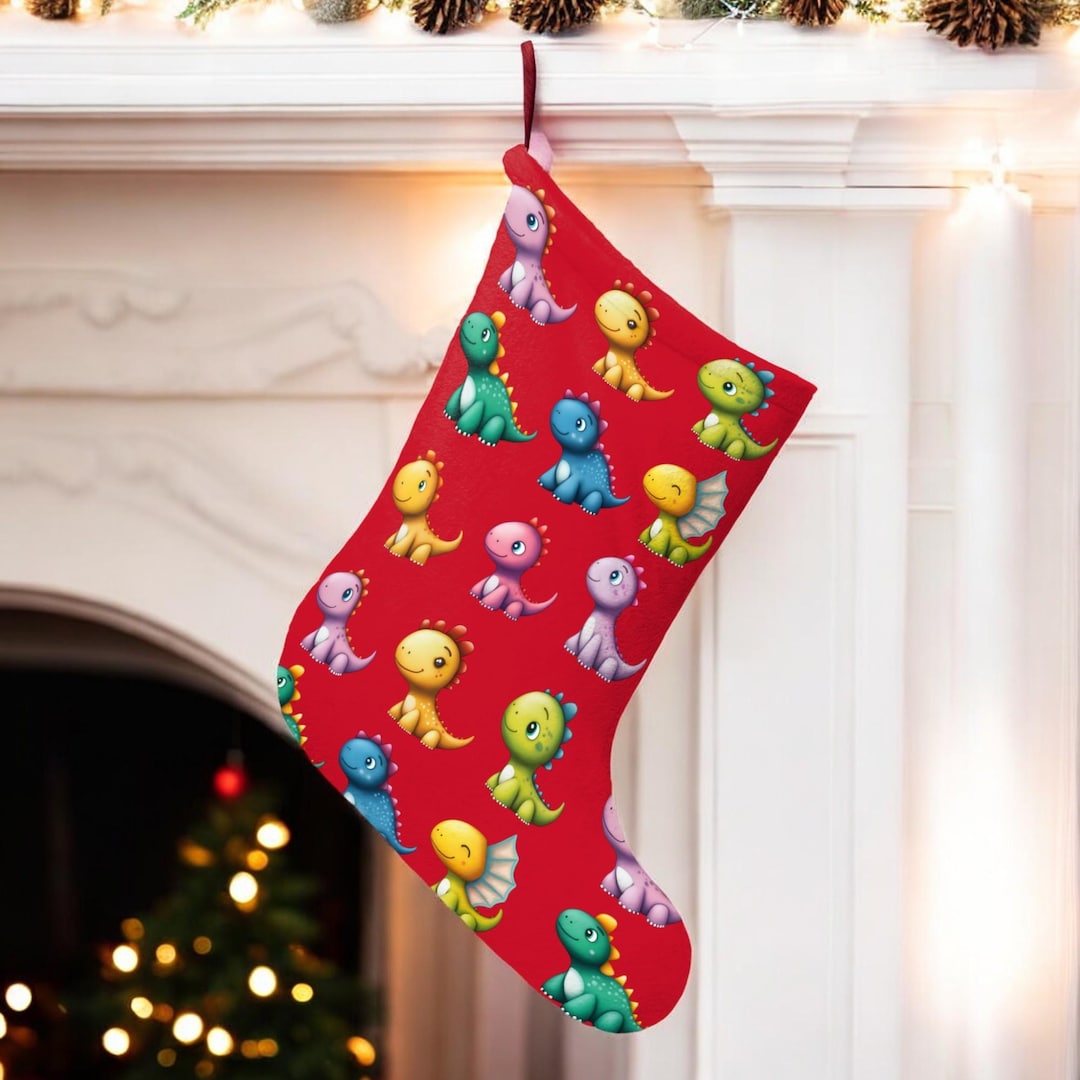 Cute Dinosaur Christmas Stocking, Kids Christmas Dinosaur Stockings ...