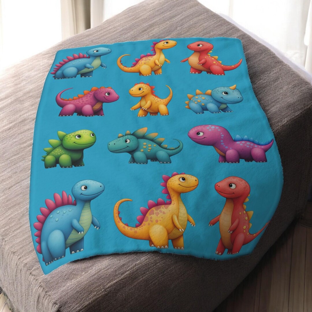 Kids Dinosaur Blanket, Velveteen Plush Dinosaur Blanket, Colorful ...