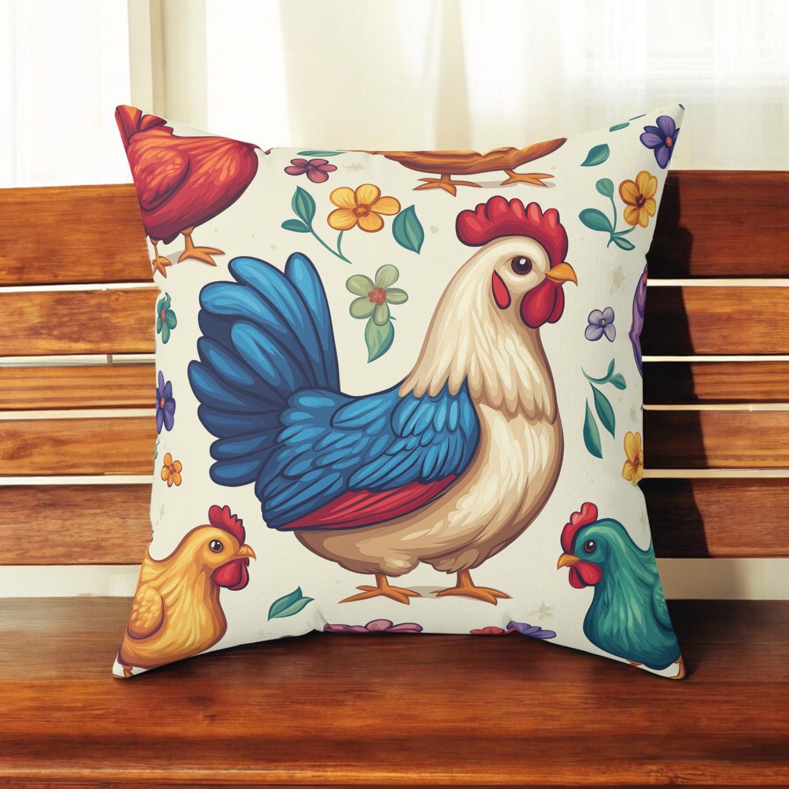 Vintage Chicken Pillow, Farmhouse Chicken Pillow, Chicken Decor ...