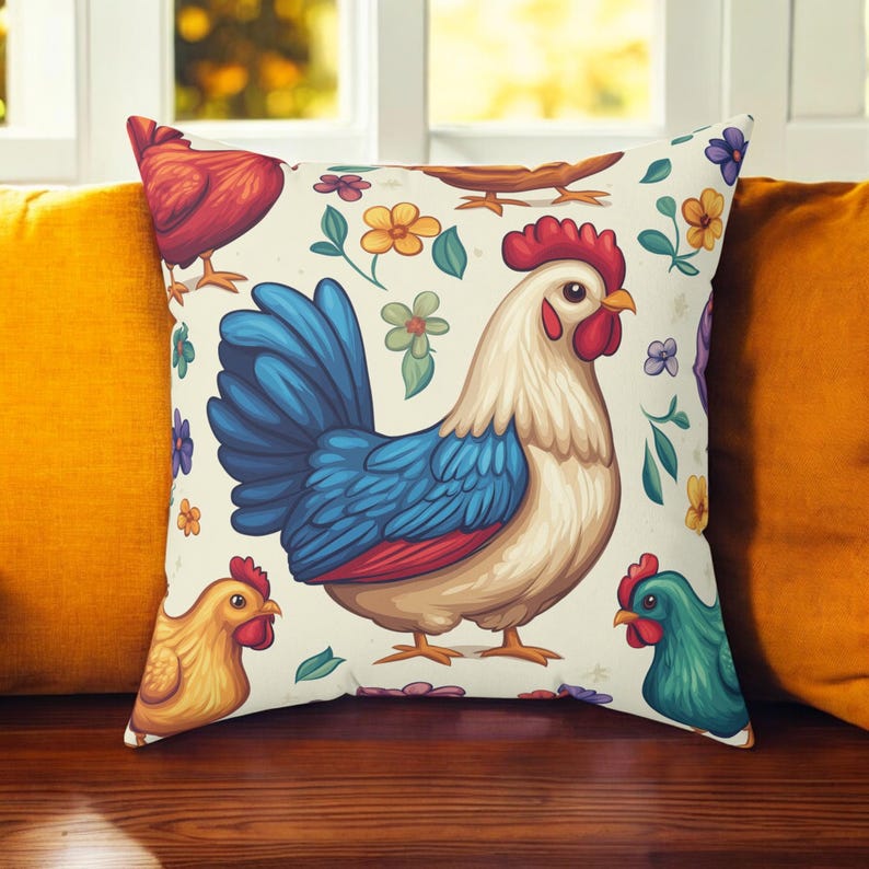 Vintage Chicken Pillow, Farmhouse Chicken Pillow, Chicken Decor ...