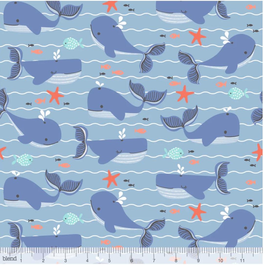 Underwater Fanta-sea Whale Watching Turquoise by Blend Fabrics Maude ...