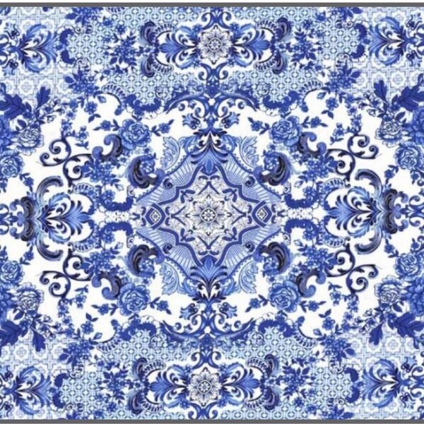 Blue White Fabric - Etsy