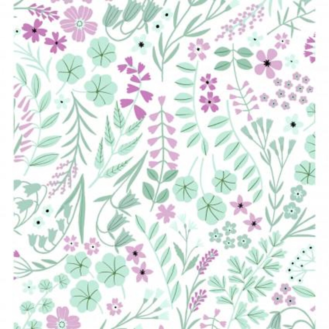 Woodland Wander Mint Lavender Flowers by Clothworks, Item CLTY2593-1 ...