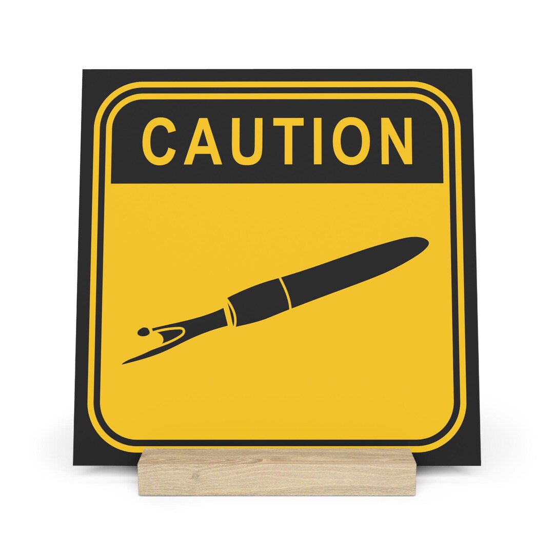 Caution Sign With Seam Ripper Gallery Board Sign, Humorous Funny Sewing ...