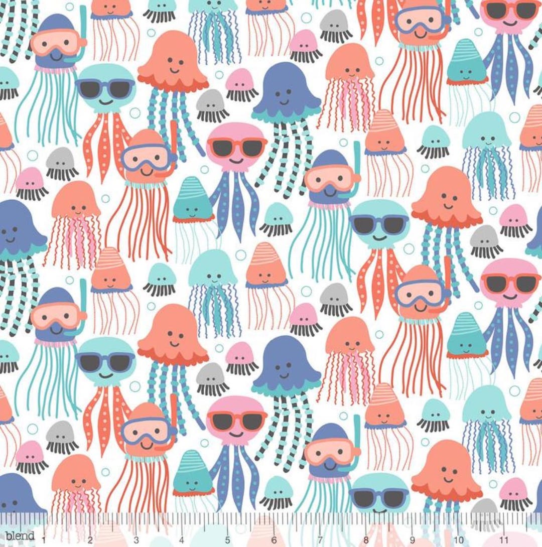 3/4 Yard Cut Underwater Fanta-sea Jellies by Blend Fabrics Maude Asbury ...