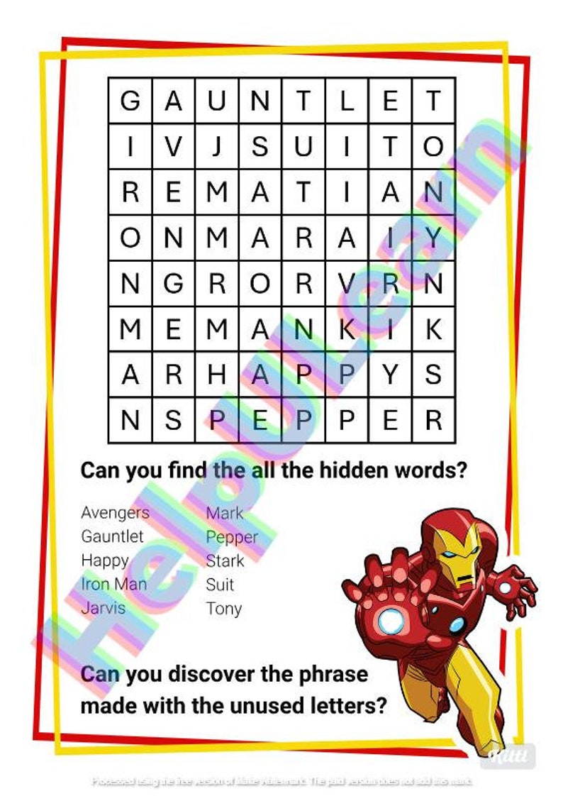 Word Search Worksheets Marvel Bundle - Etsy