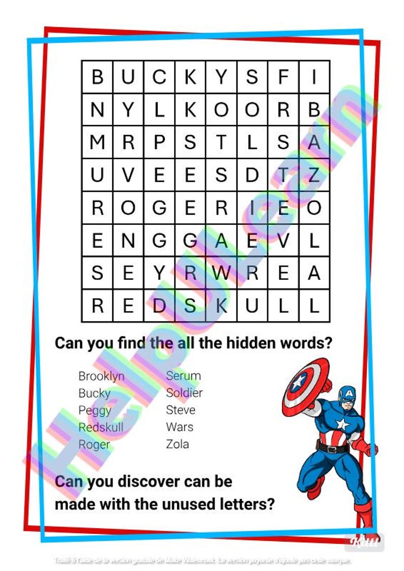 Word Search Worksheets Marvel Bundle - Etsy