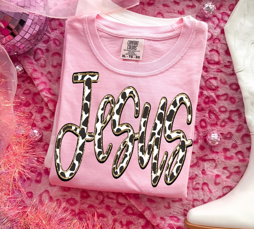 Jesus Cow Print PNG, Hand Drawn, Hand Lettered, Gold Glitter, Cursive ...