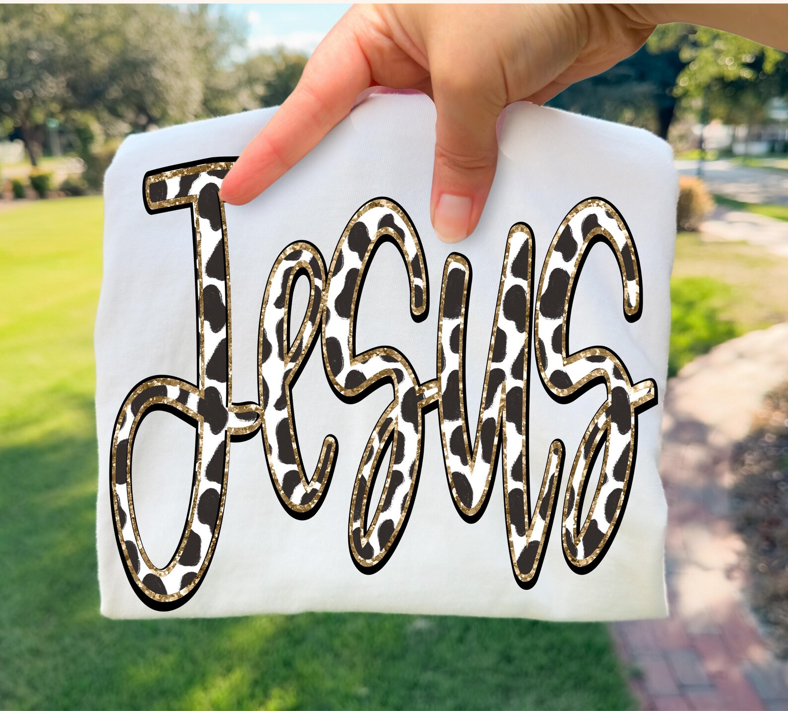 Jesus Cow Print PNG, Hand Drawn, Hand Lettered, Gold Glitter, Cursive ...