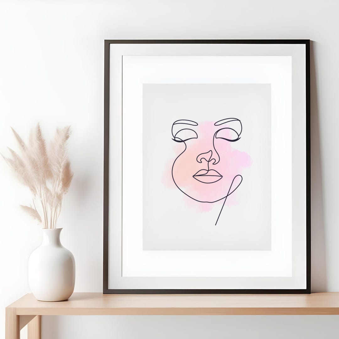 Female Face Line Art, Minimalist Female Face Print, Digital Poster ...