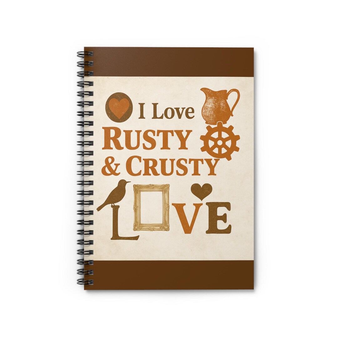 Rusty & Crusty Love Spiral Notebook | Rustic Typography Journal - Etsy