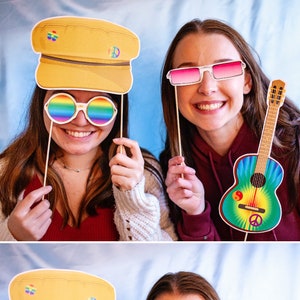 60s Hippie PRINTABLE Photo Booth Props, Groovy Peace Love Centerpieces ...