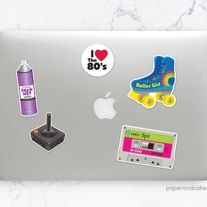 5 80s Stickers, Roller Skate, Cassette, 1980 Waterproof Sticker Pack of ...