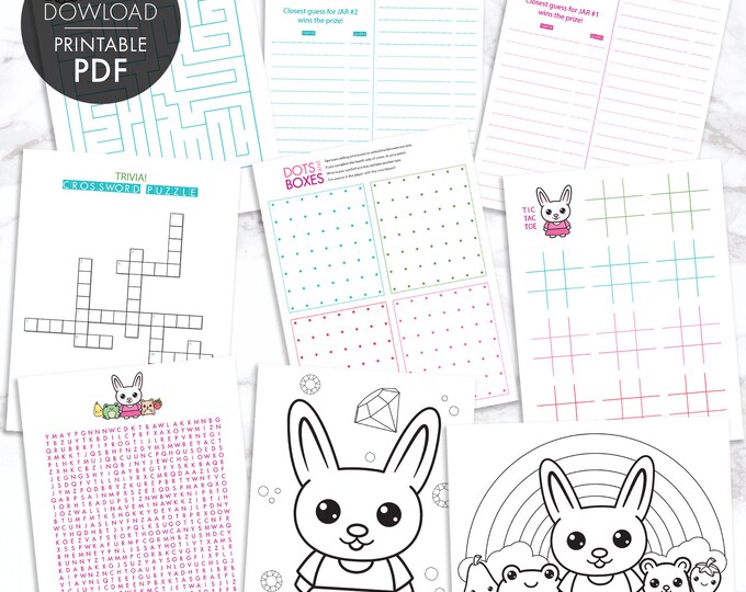 Cute Kawaii PRINTABLE Games + Activities Bundle, Easy Birthday Party ...