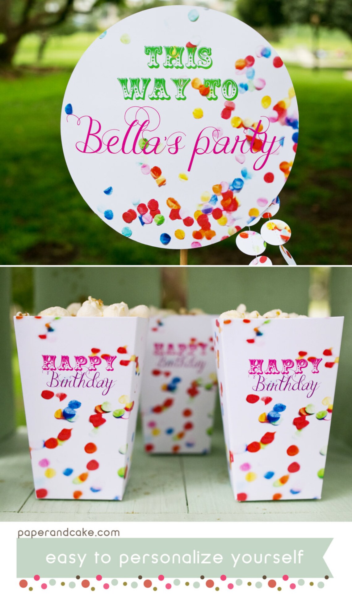 Rainbow Confetti PRINTABLE Party Decorations | First Birthday ...