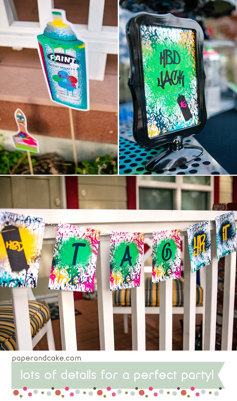 Graffiti PRINTABLE Party Decorations, Spray Paint Tagging Birthday ...