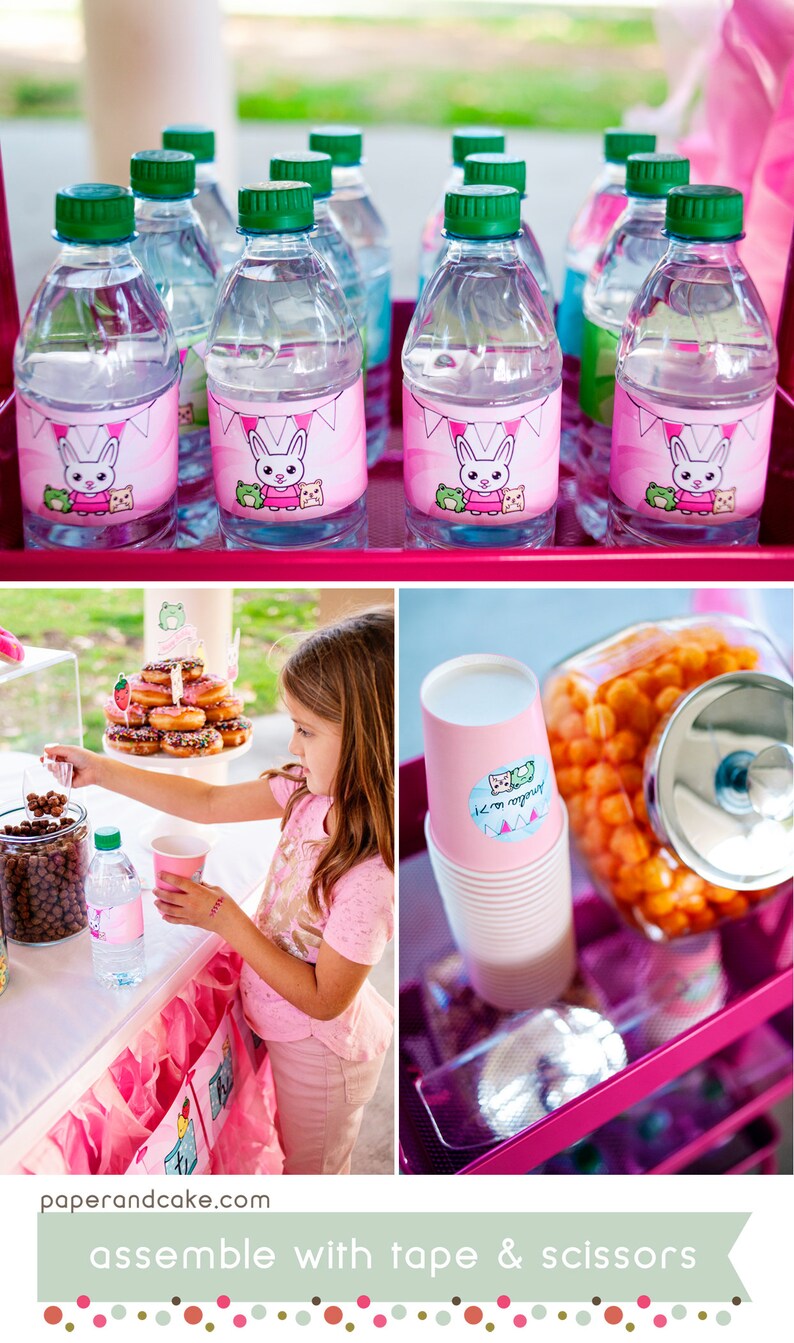 Cute Kawaii PRINTABLE Party Decorations, Animals and Fruit Birthday ...